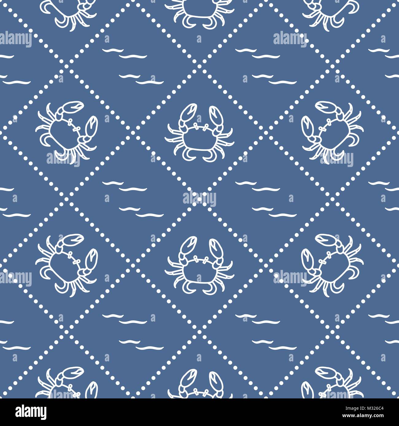 Seamless pattern with crabs and waves. Design for banner and print ...