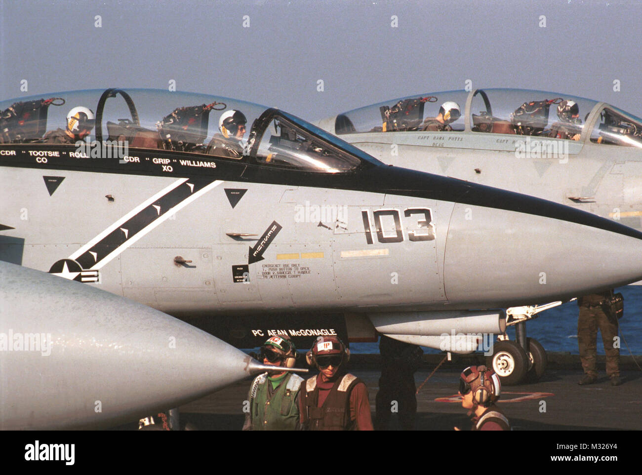 001021-N-2227W-001 ABOARD USS GEORGE WASHINGTON (Oct. 21, 2000) -- Aircrew from the "Jolly ...