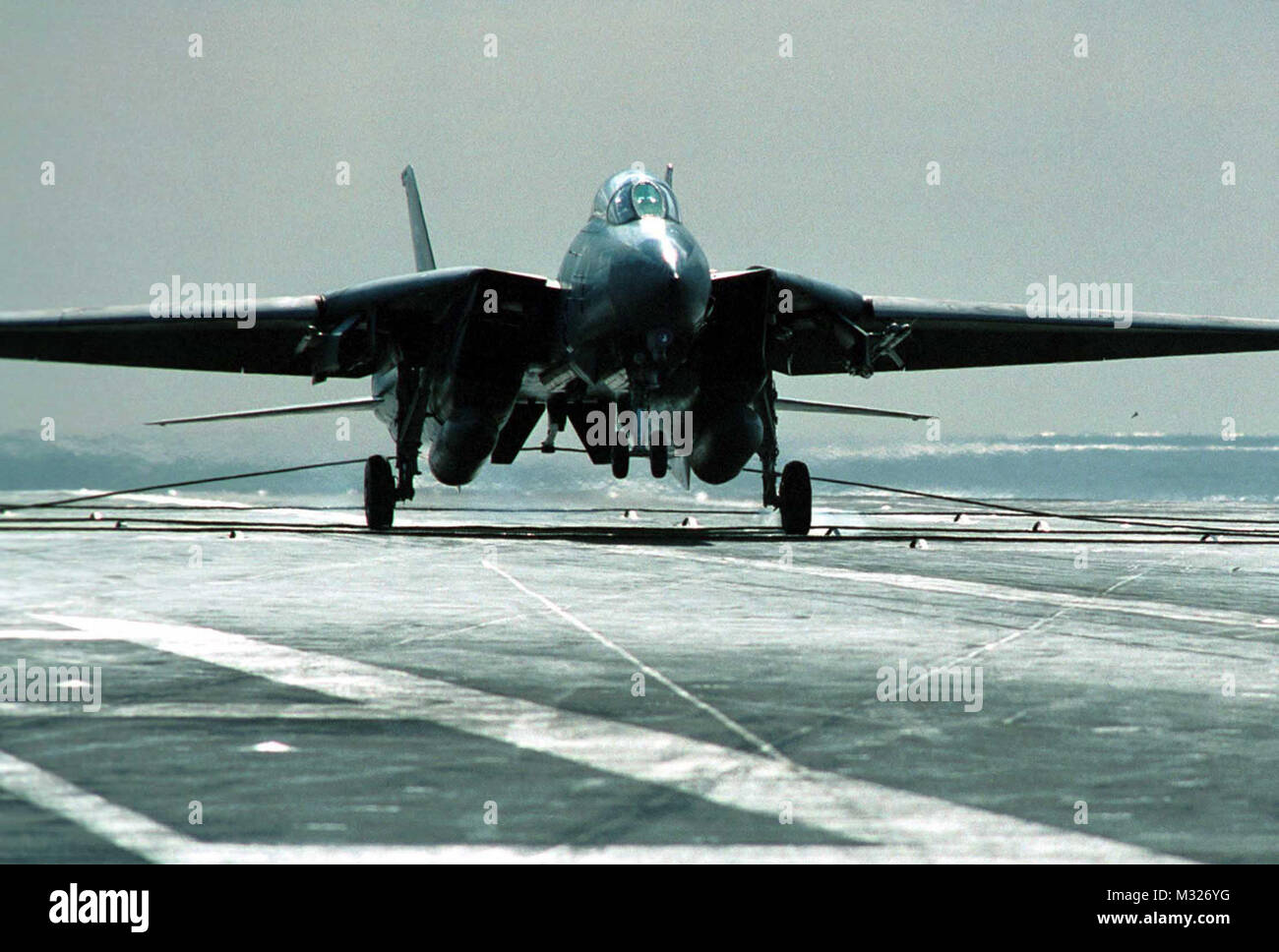 001013-N-4324D-001 ABOARD USS GEORGE WASHINGTON (Oct.13, 2000) -- An F-14B "Tomcat" from the ...