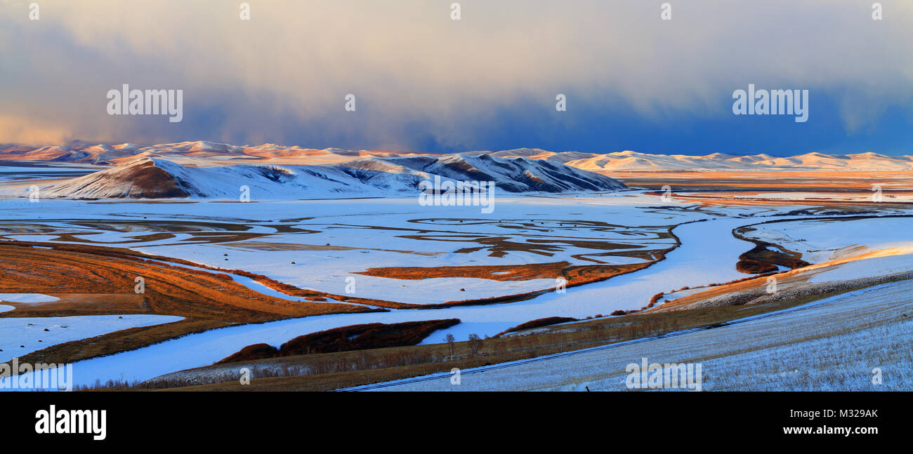 Snow scene in Inner Mongolia, Hulun Buir Grassland Stock Photo - Alamy