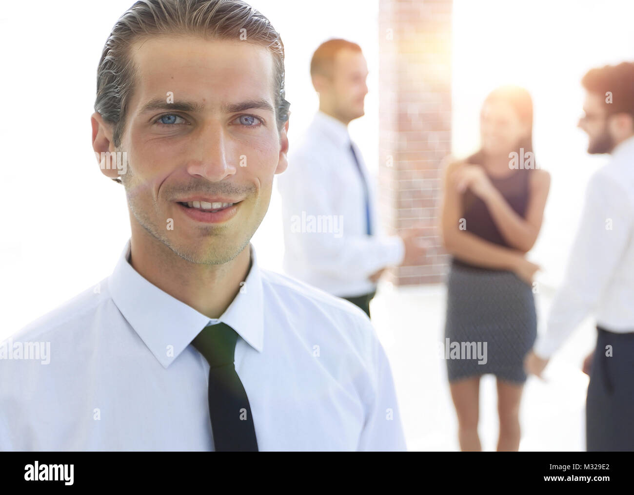 portrait of successful businessman on blurred background Stock Photo ...