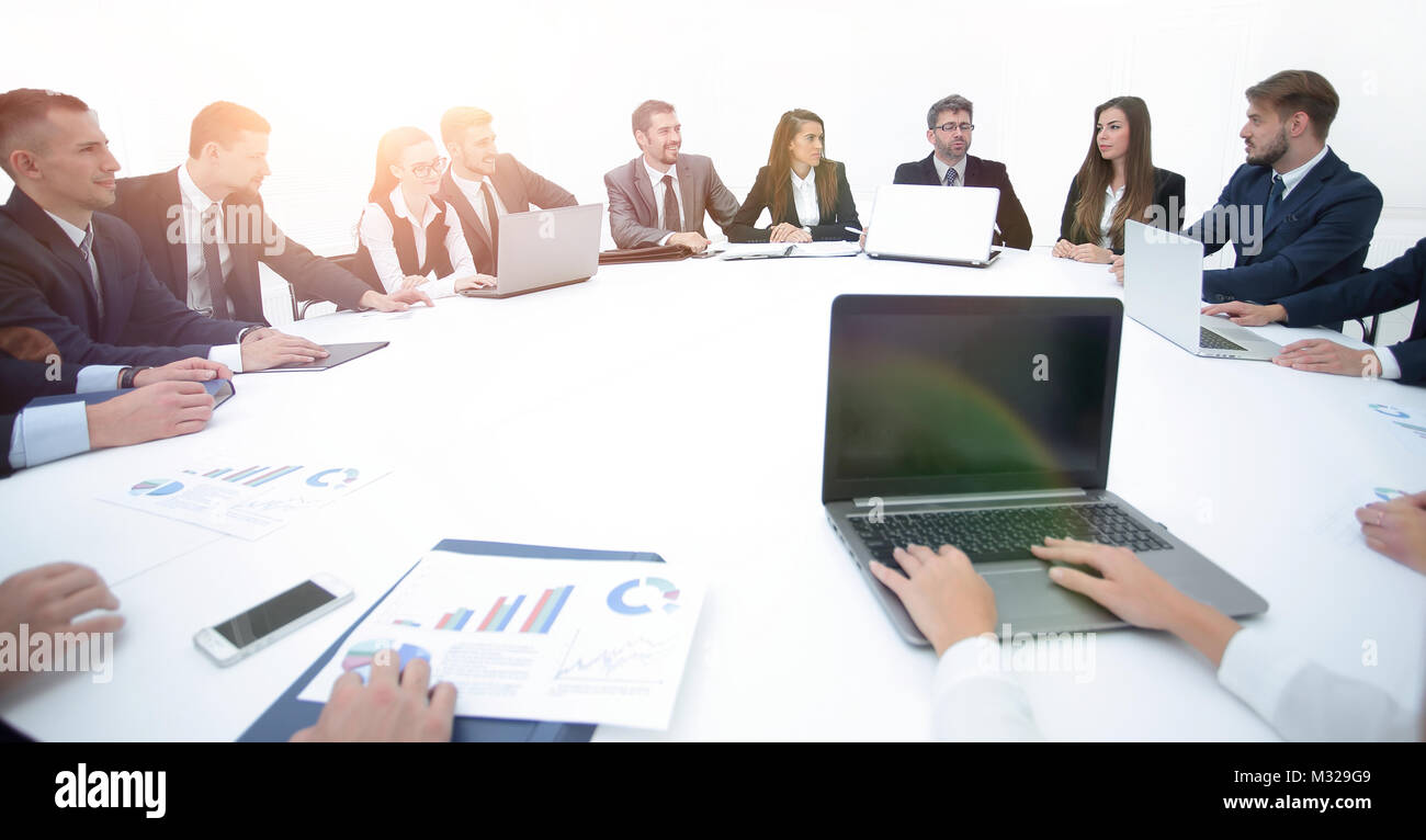 meeting of shareholders of the company at the round - table Stock Photo ...