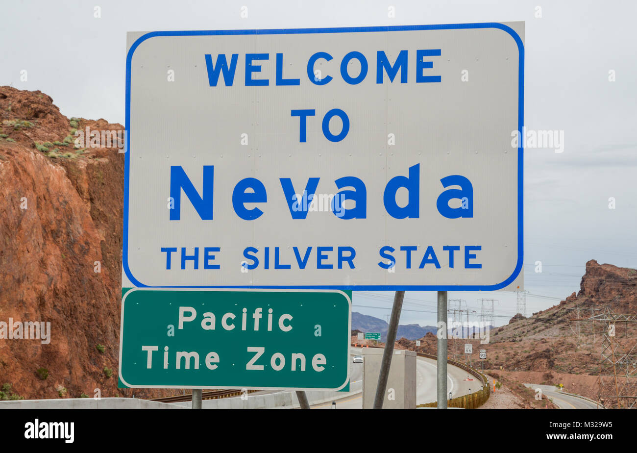 Welcome to Nevada highway sign Stock Photo - Alamy