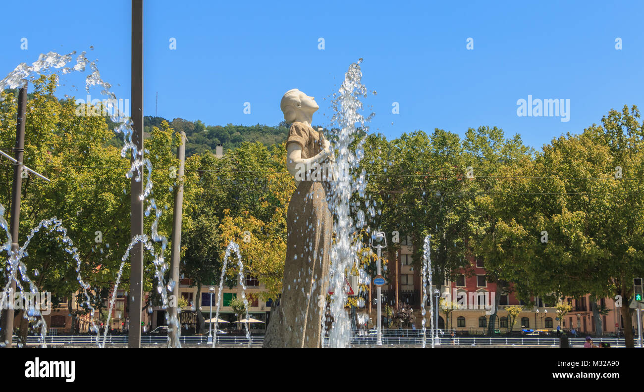 Bilbao, Spain - July 19, 2016 : statue of Melpomene, in Greek mythology ...