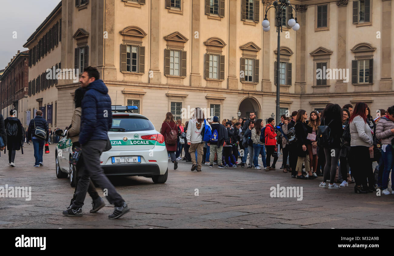Milan, Italy - November 02, 2017 : police car patrol the streets around ...