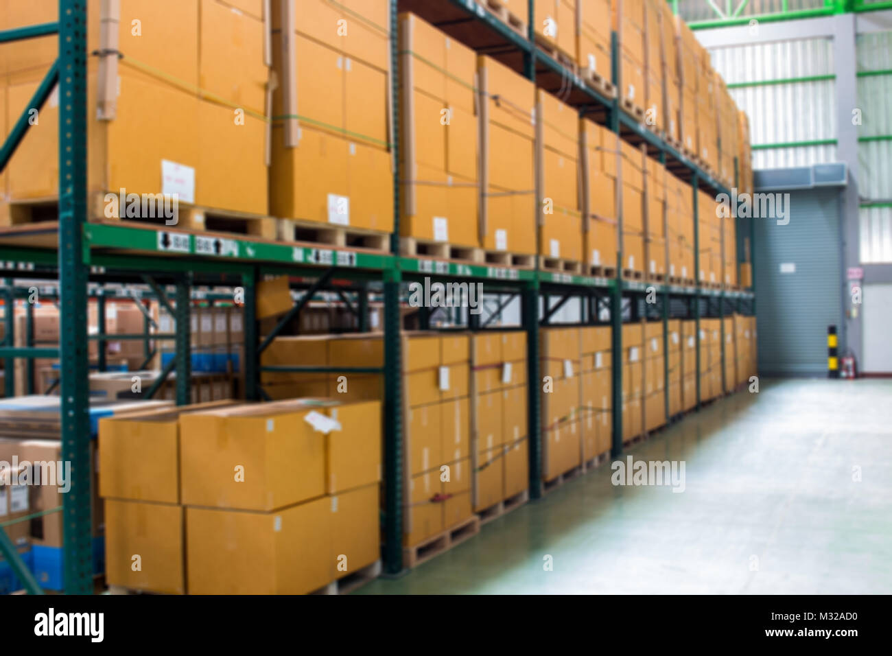 Boxes keep of warehouse. Rows of shelves with boxes Stock Photo - Alamy