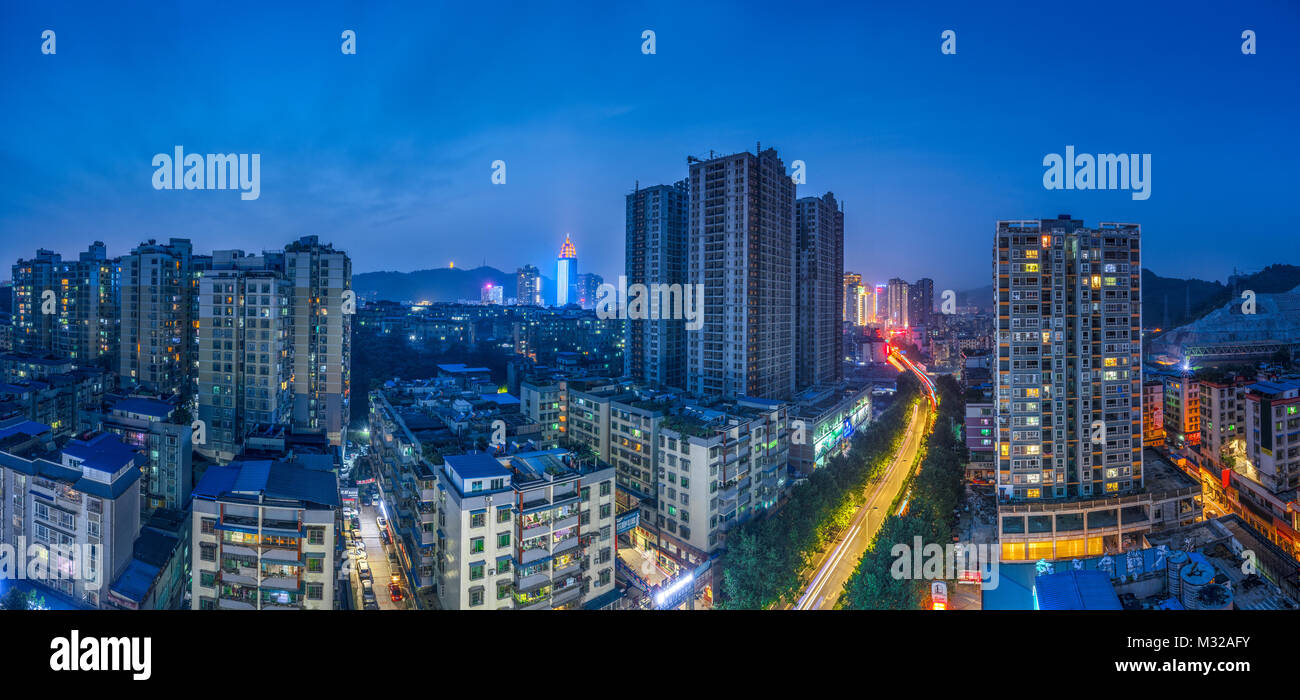 Night view of urban architecture in Zunyi, Guizhou Stock Photo - Alamy