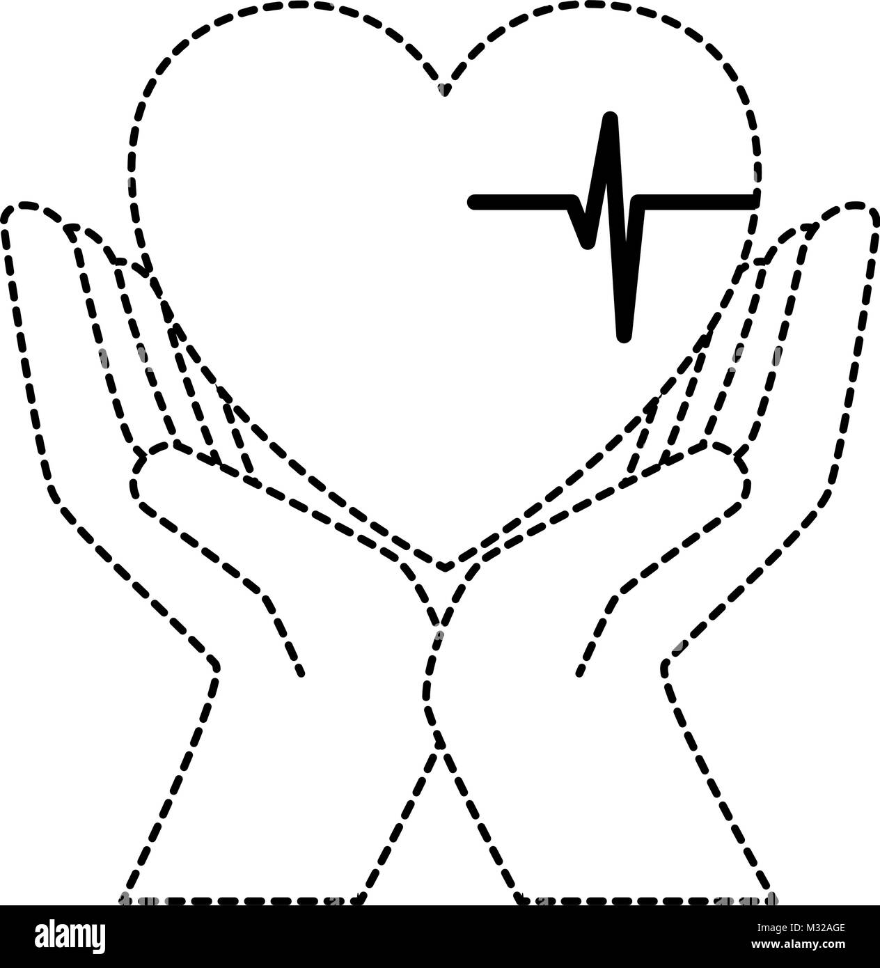 Hands With Heart Cardio Isolated Icon Stock Vector Image And Art Alamy