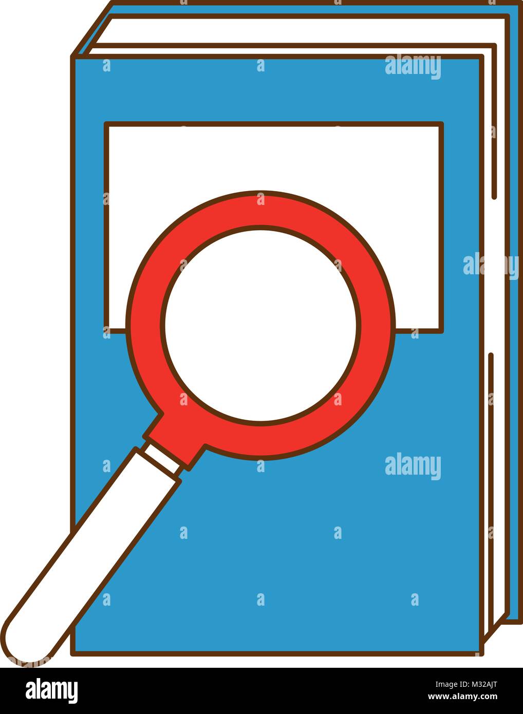 text book with magnifying glass Stock Vector Image & Art - Alamy