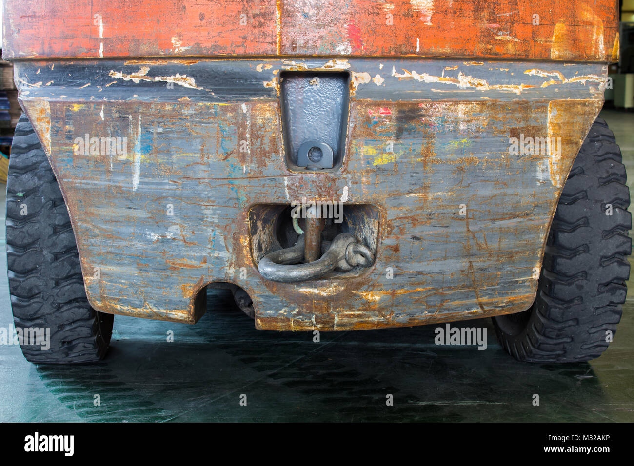The towing hook of a forklift Stock Photo - Alamy