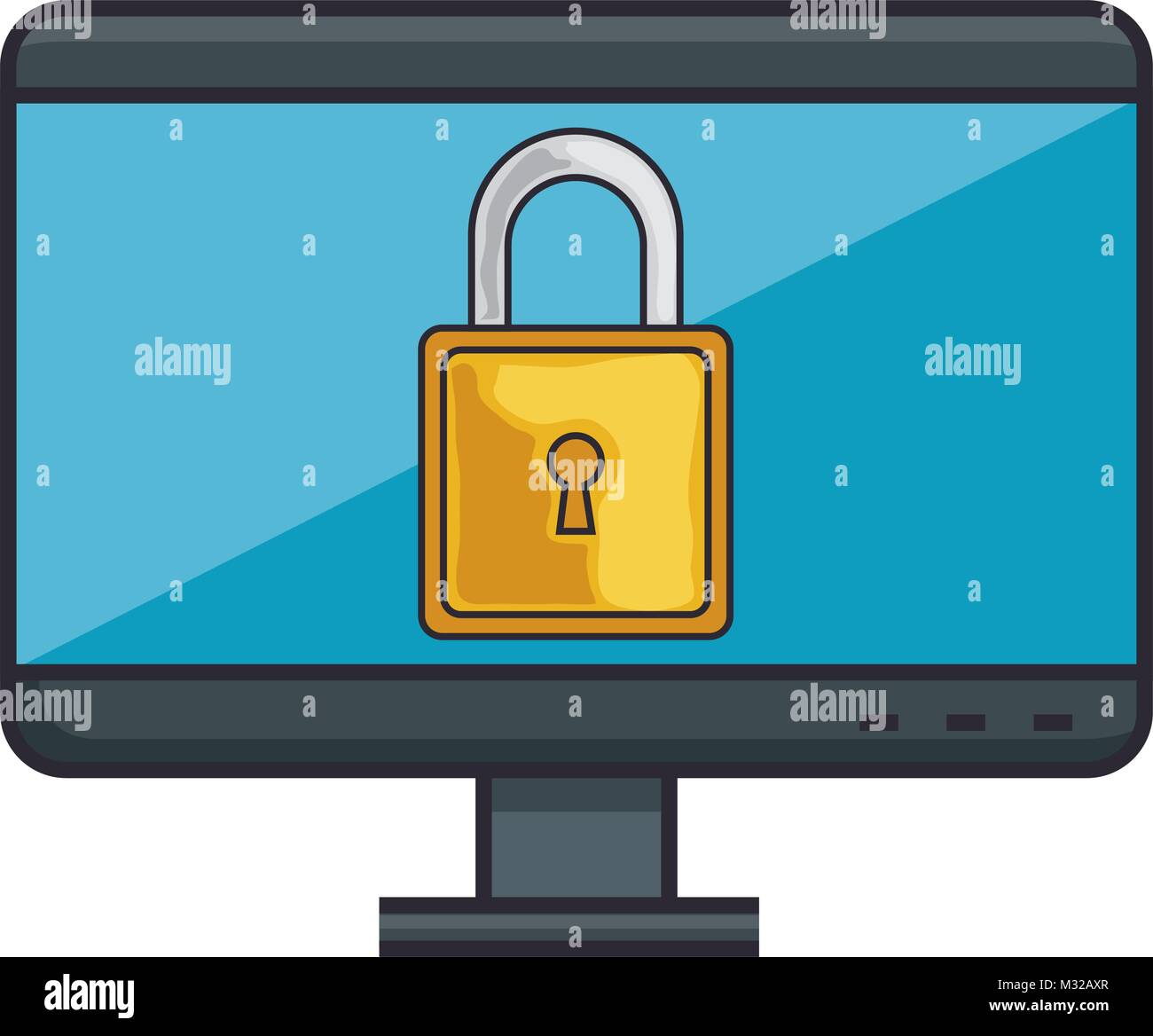 monitor computer with padlock Stock Vector Image & Art - Alamy