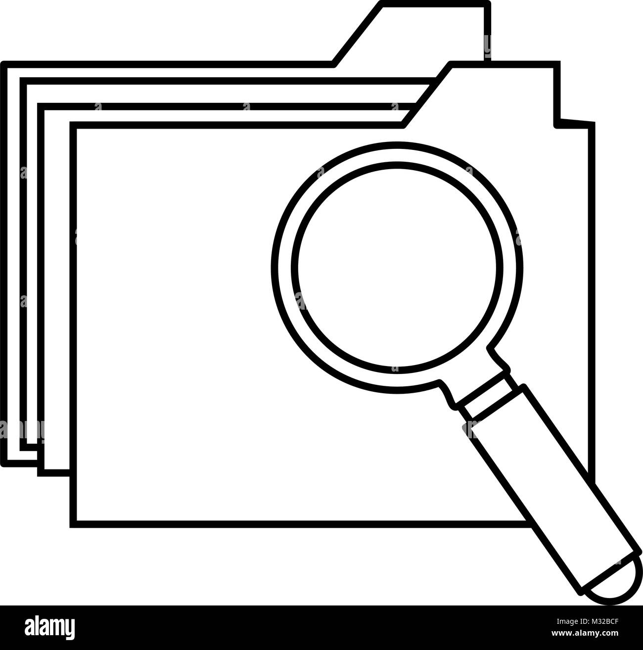 Magnifying glass file folder Black and White Stock Photos & Images - Alamy