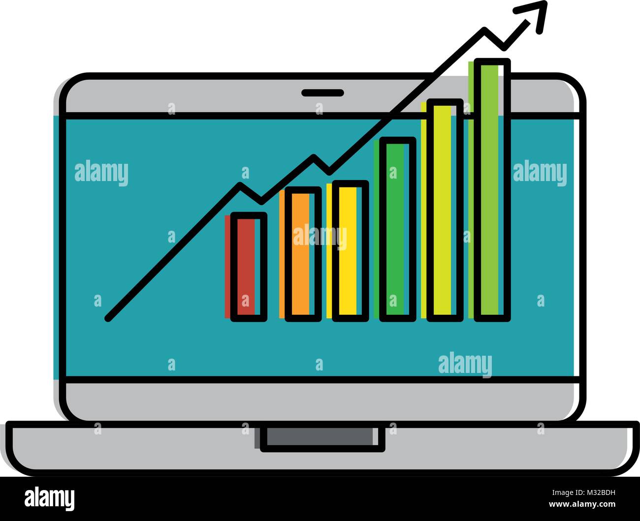 Laptop computer bars statistics hi-res stock photography and images - Alamy