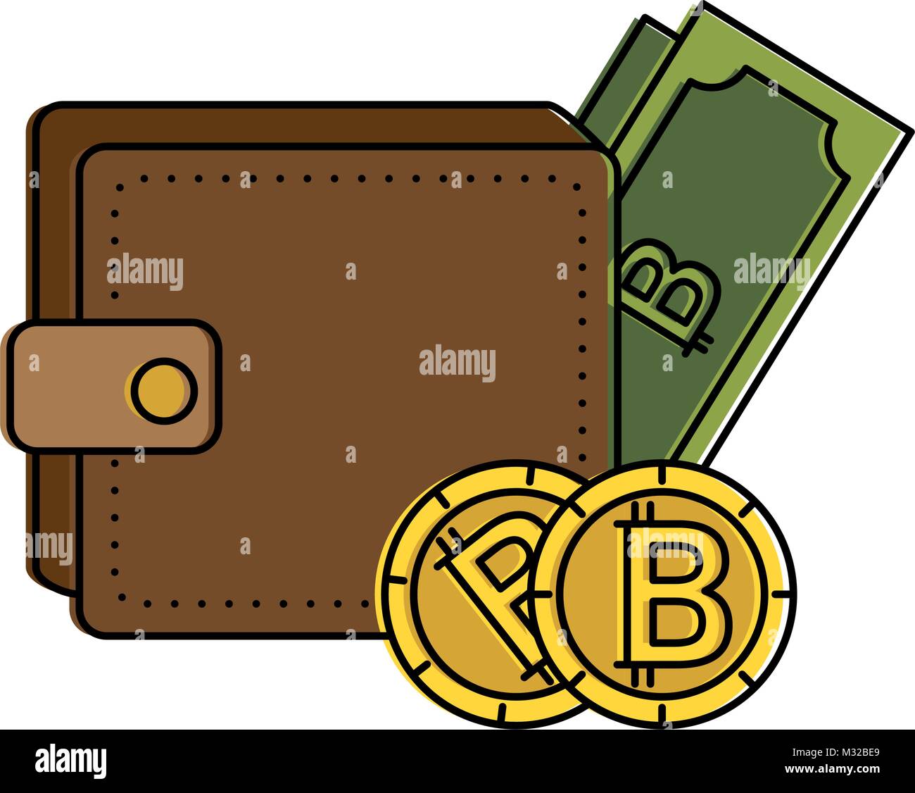 wallet with bill virtual money icon Stock Vector Image & Art - Alamy