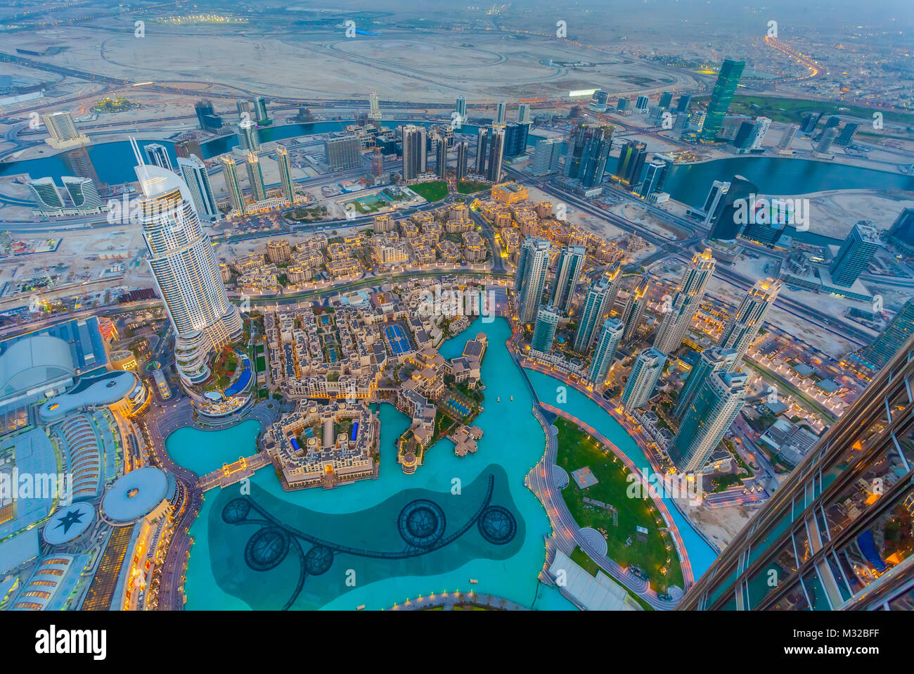Aerial view of Downtown Dubai at the sunset Stock Photo - Alamy