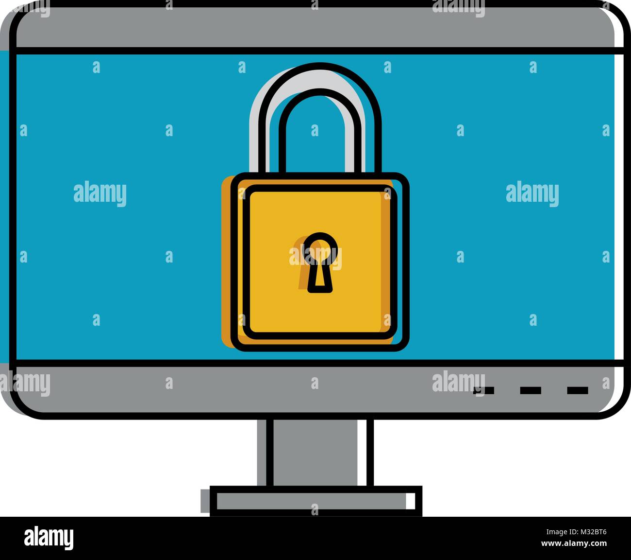 monitor computer with padlock Stock Vector Image & Art - Alamy