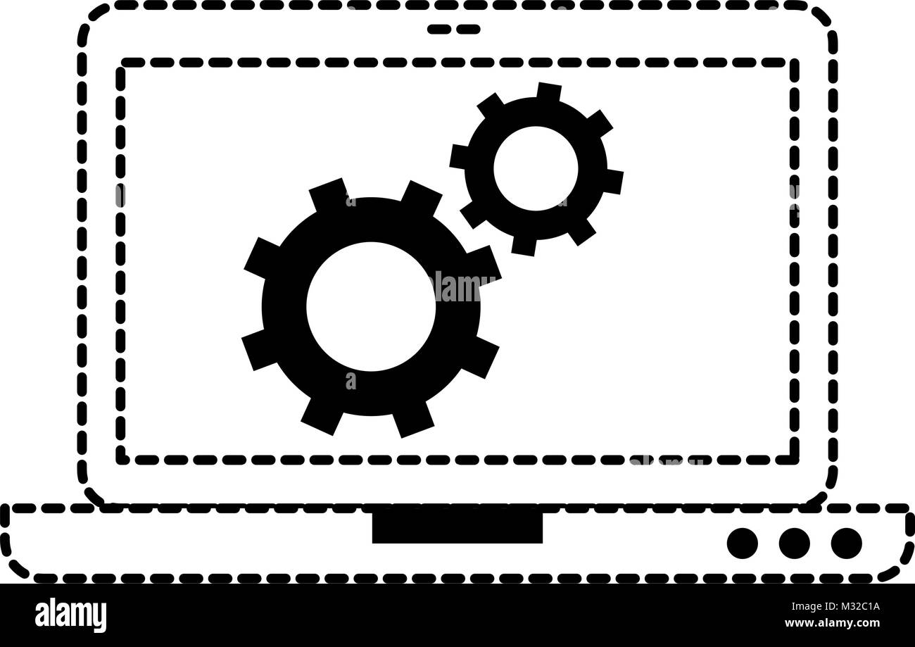 laptop computer with gears Stock Vector Image & Art - Alamy