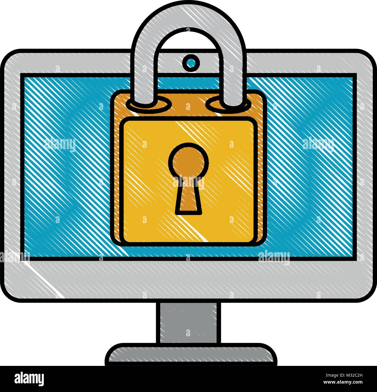monitor computer with padlock Stock Vector Image & Art - Alamy