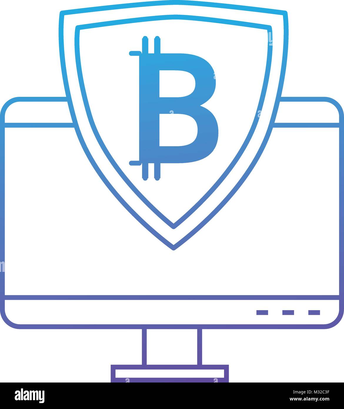 monitor computer with bitcoin shield Stock Vector Image & Art - Alamy