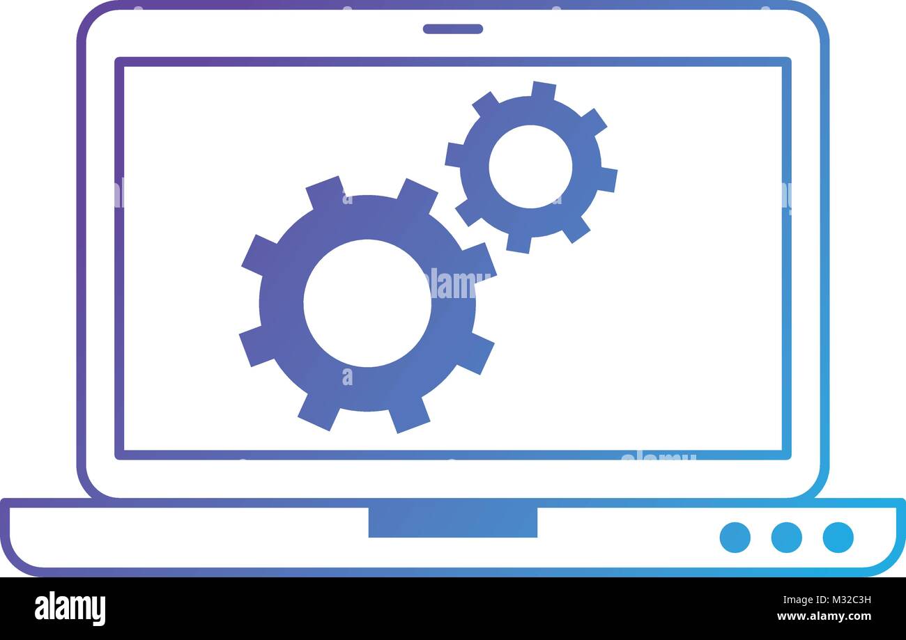 laptop computer with gears Stock Vector Image & Art - Alamy