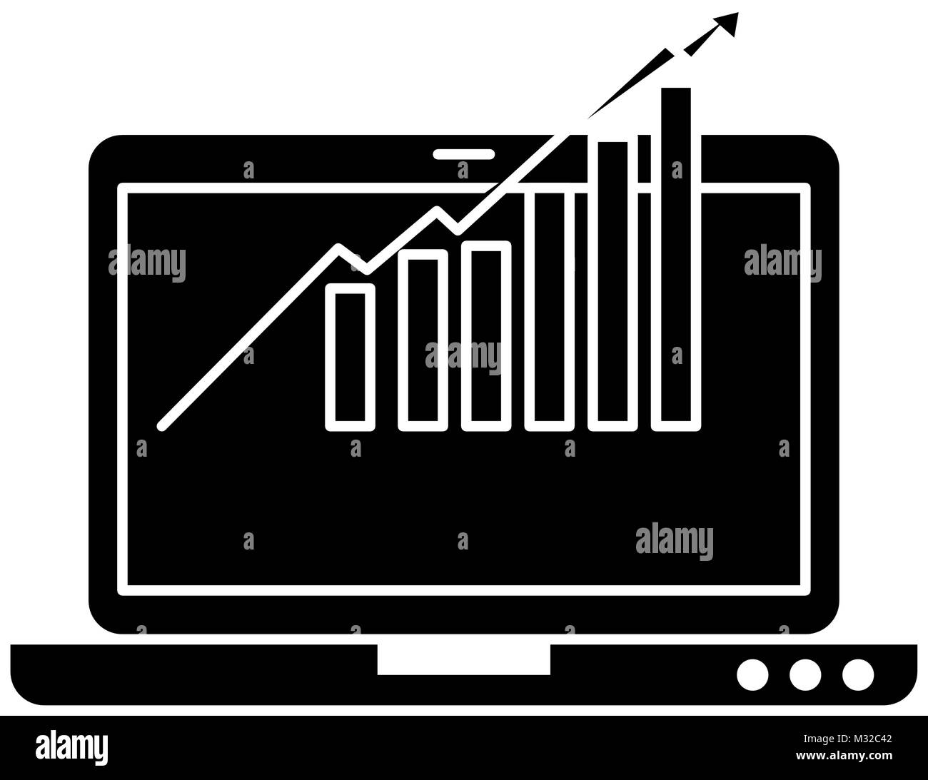 laptop computer with statistics bars Stock Vector Image & Art - Alamy