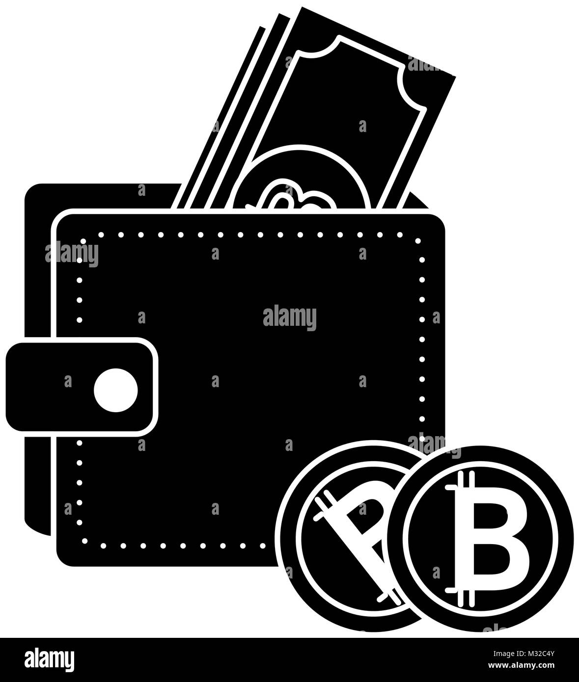 wallet with bill virtual money icon Stock Vector Image & Art - Alamy