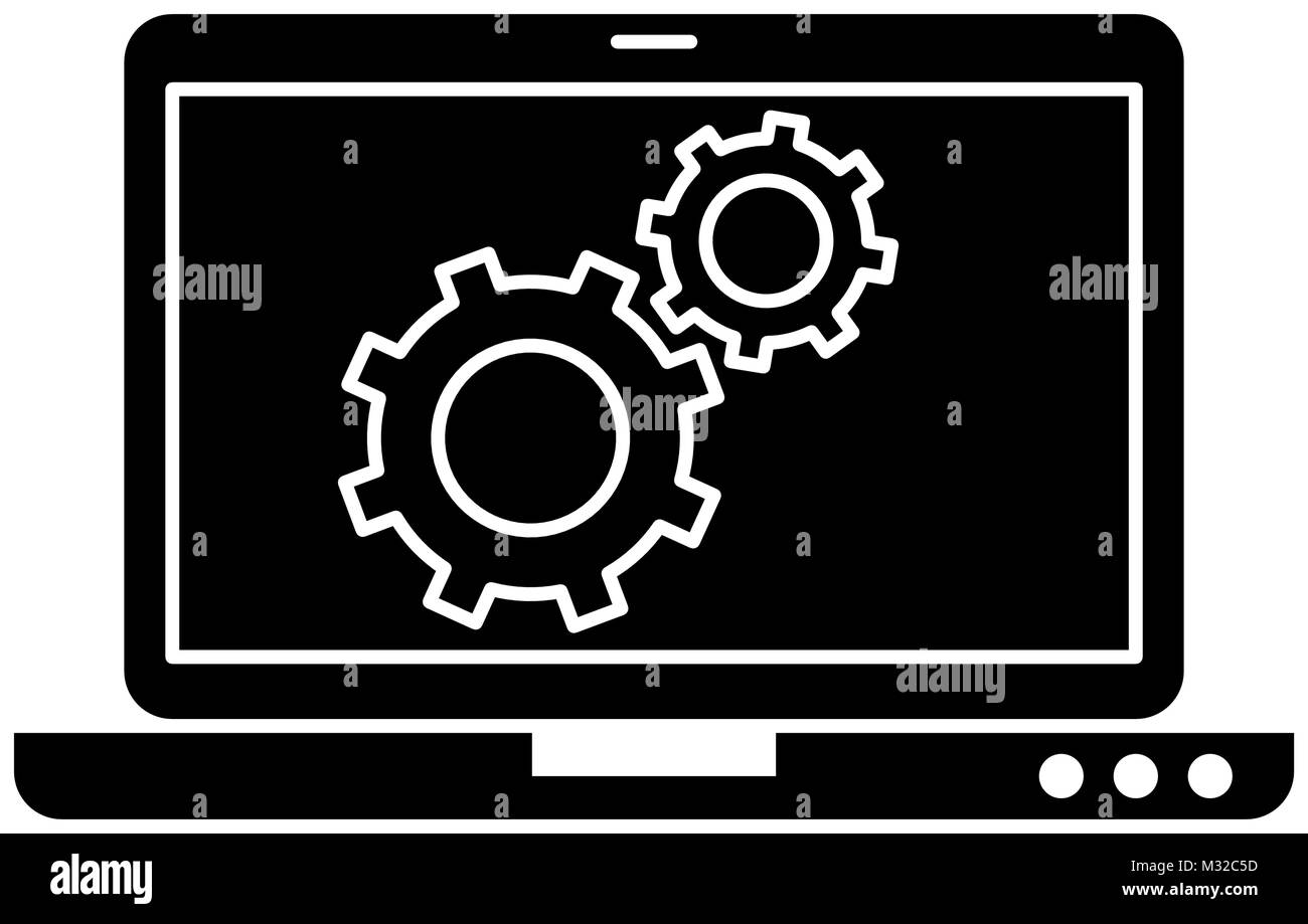 laptop computer with gears Stock Vector Image & Art - Alamy