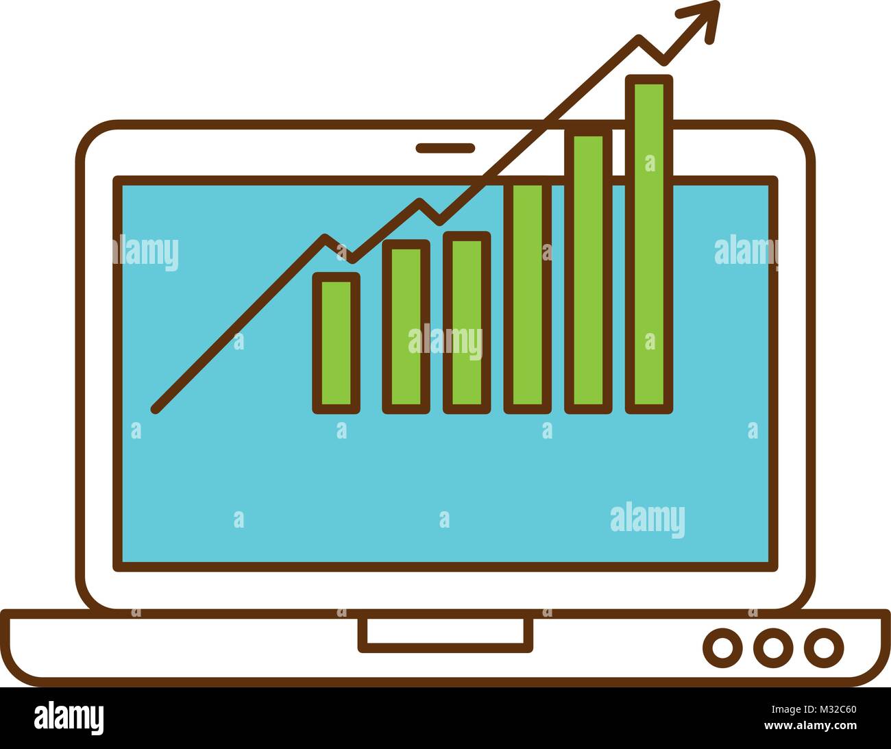 laptop computer with statistics bars Stock Vector Image & Art - Alamy