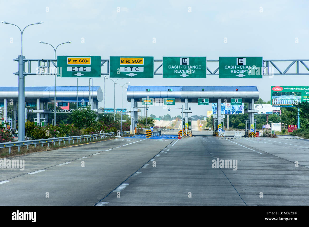 Toll Gate, 115 miles away from Yangon, on Yangon-Mandalay express way ...