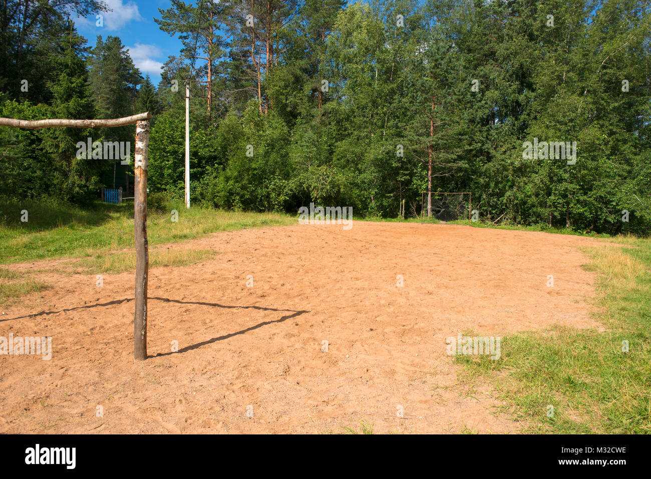 Rustic football field with homemade wooden gates Stock Photo - Alamy