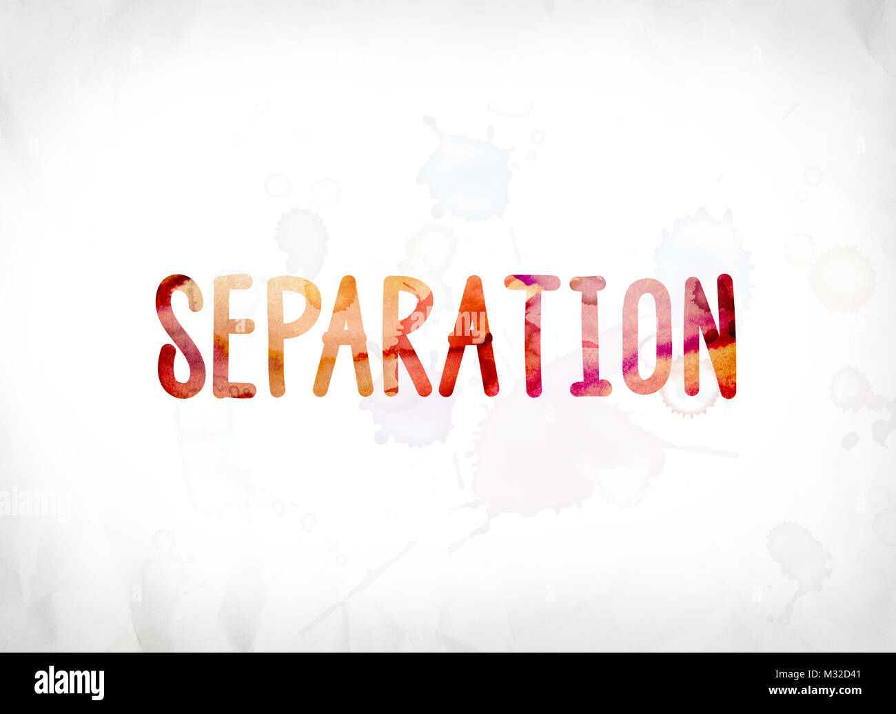 The word Separation concept and theme painted in colorful watercolors ...