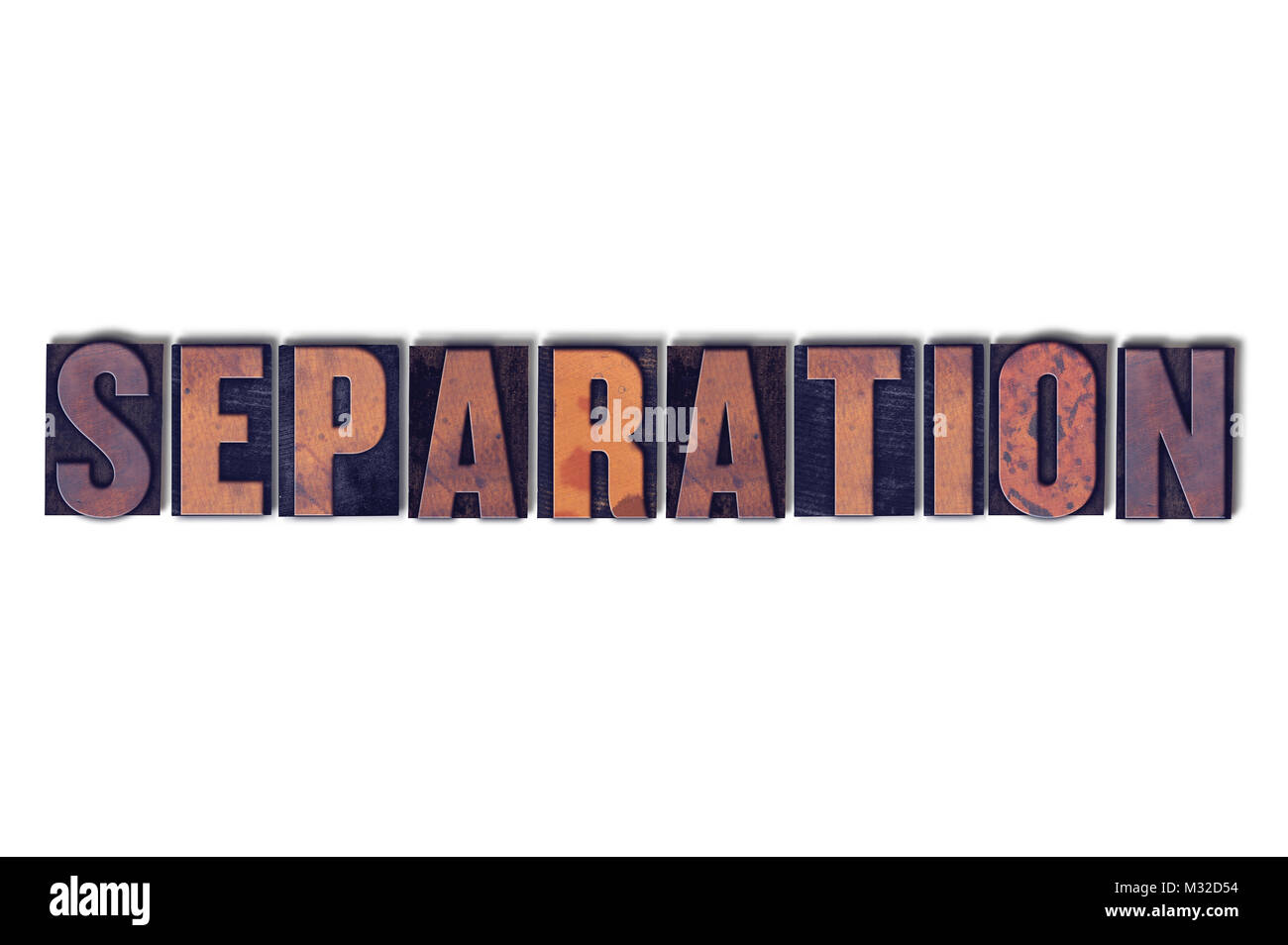 The word Separation concept and theme written in vintage wooden ...