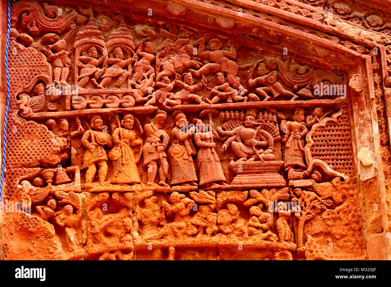 Terracotta works of Bengal on Temple walls Stock Photo - Alamy