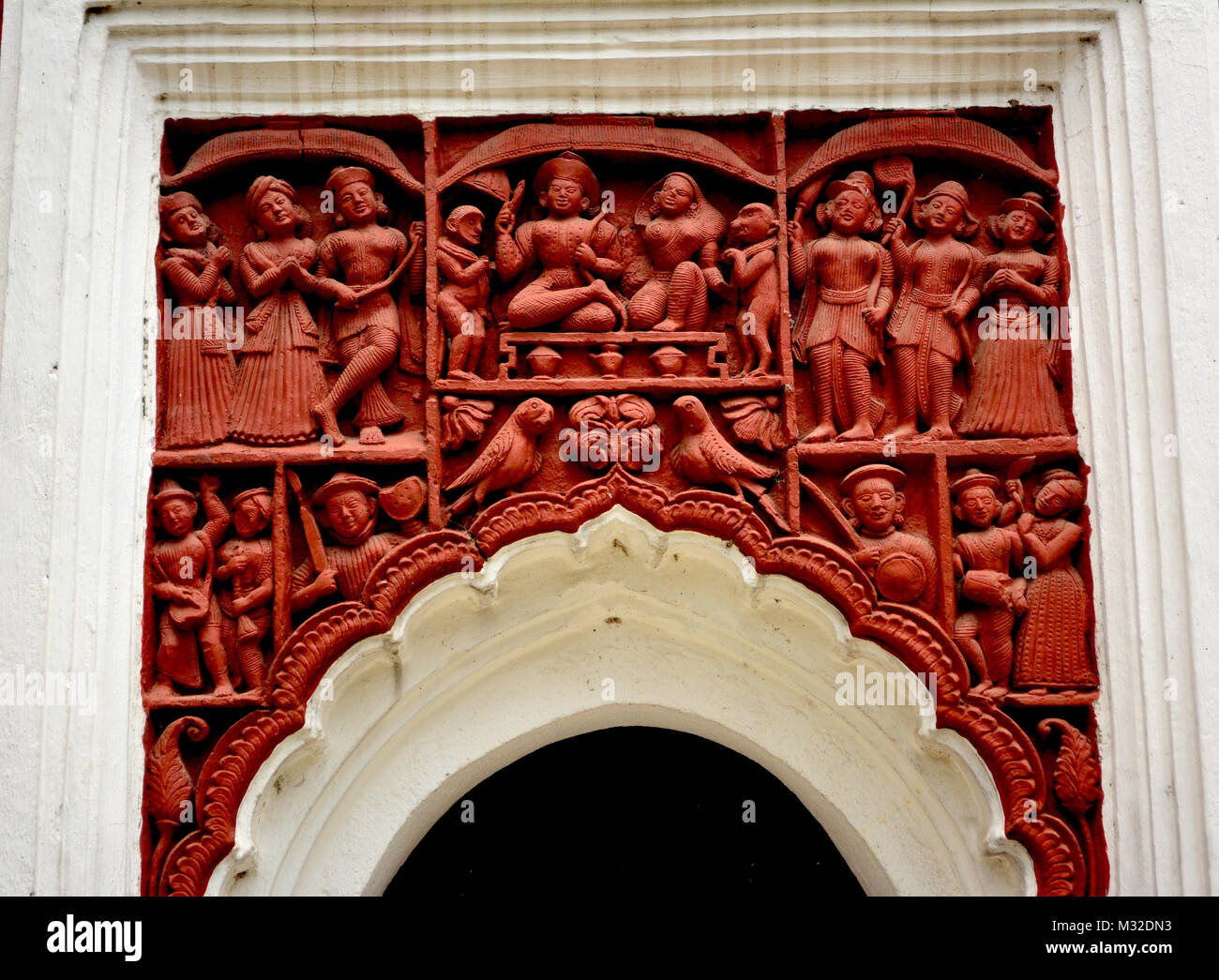 Terracotta works of Bengal on Temple walls Stock Photo - Alamy