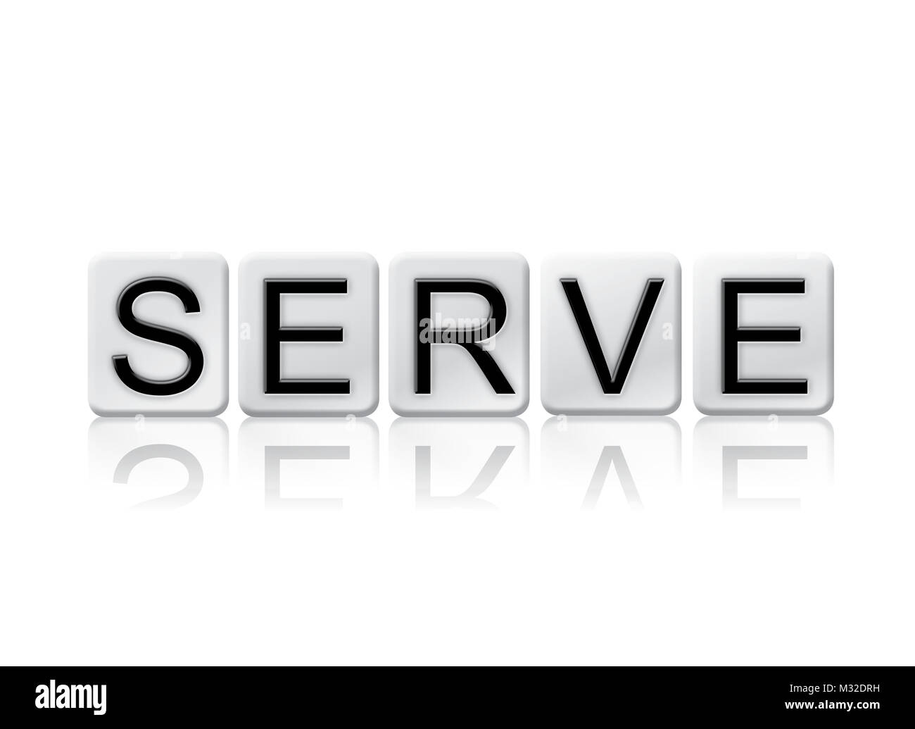 The word Serve concept and theme written in white tiles and isolated on ...