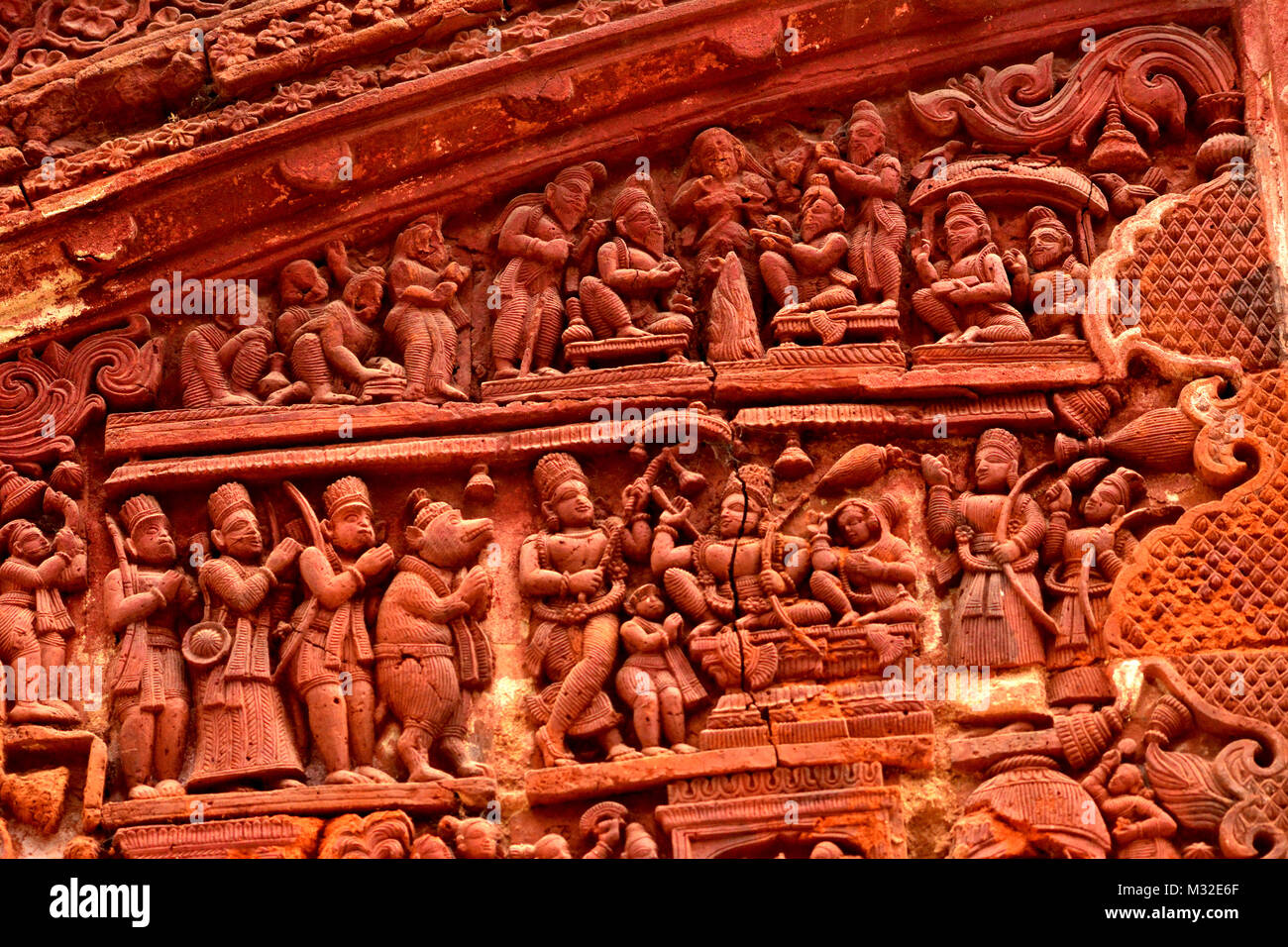 Terracotta works of Bengal on Temple walls Stock Photo - Alamy
