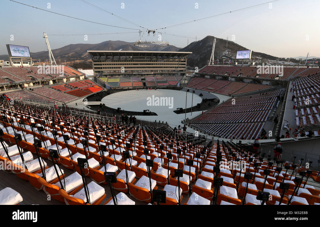 A general view ahead of the Opening Ceremony of the PyeongChang 2018 ...