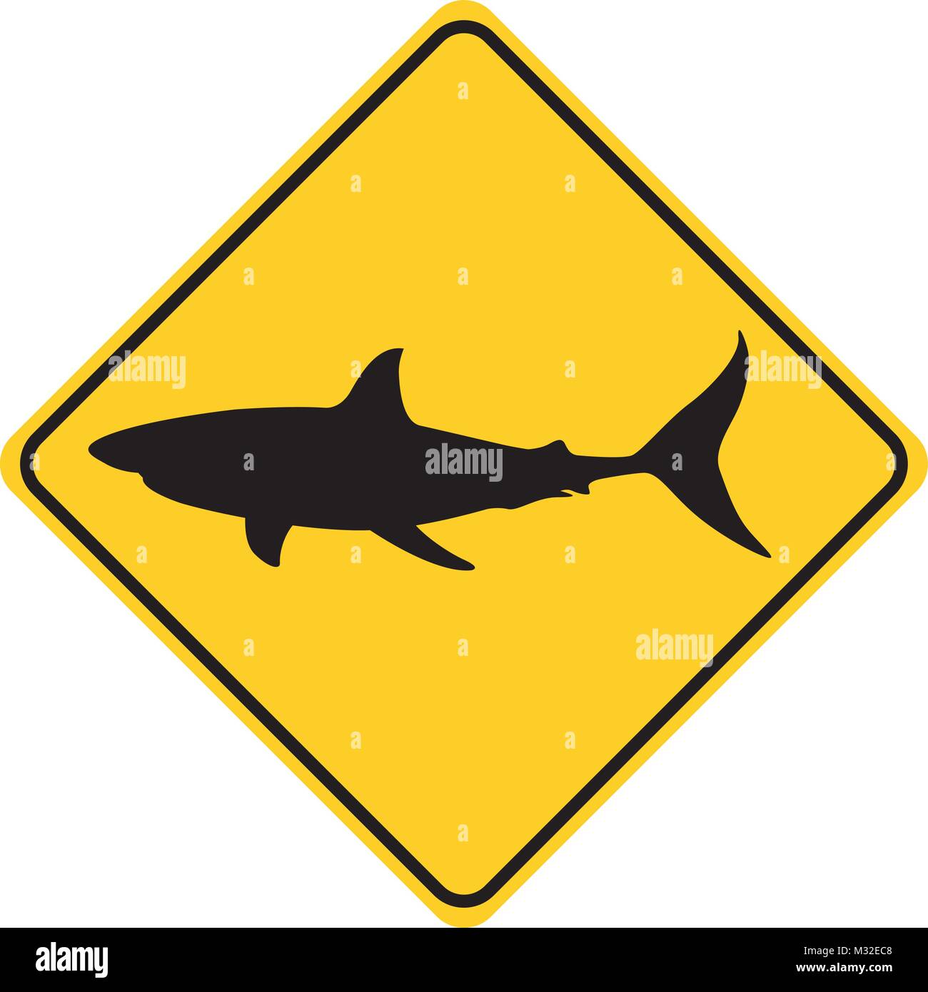 shark silhouette animal traffic sign yellow vector illustration Stock ...