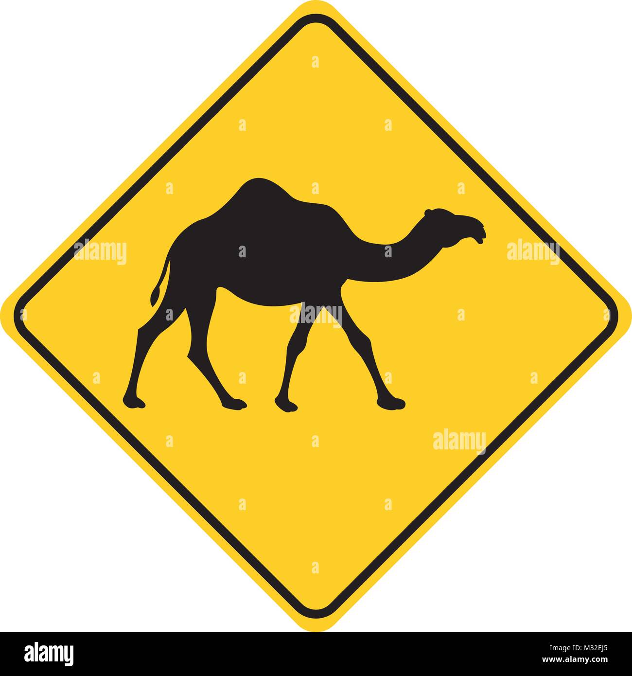 camel silhouette animal traffic sign yellow vector illustration Stock ...