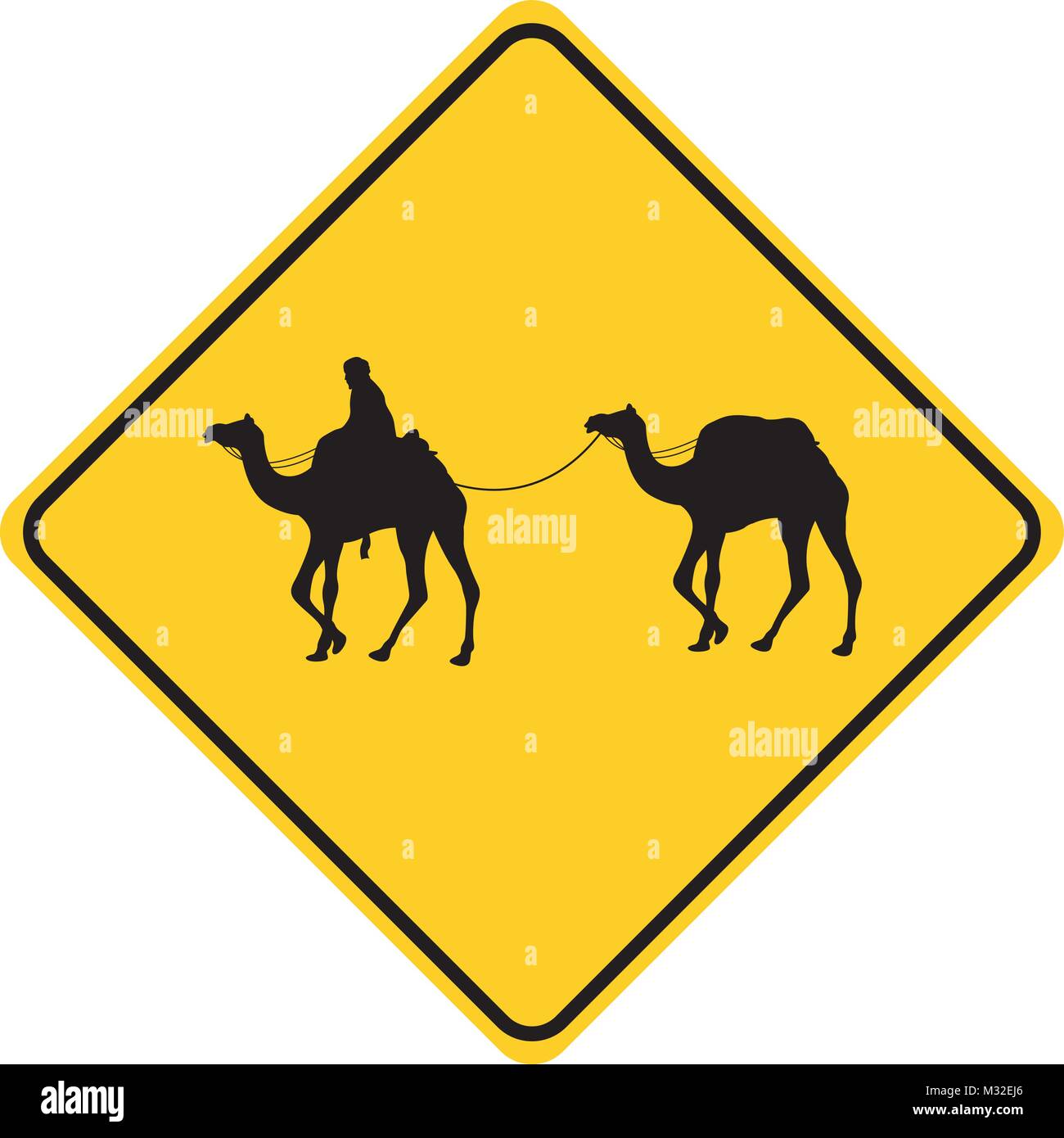 camel silhouette animal traffic sign yellow vector illustration Stock ...
