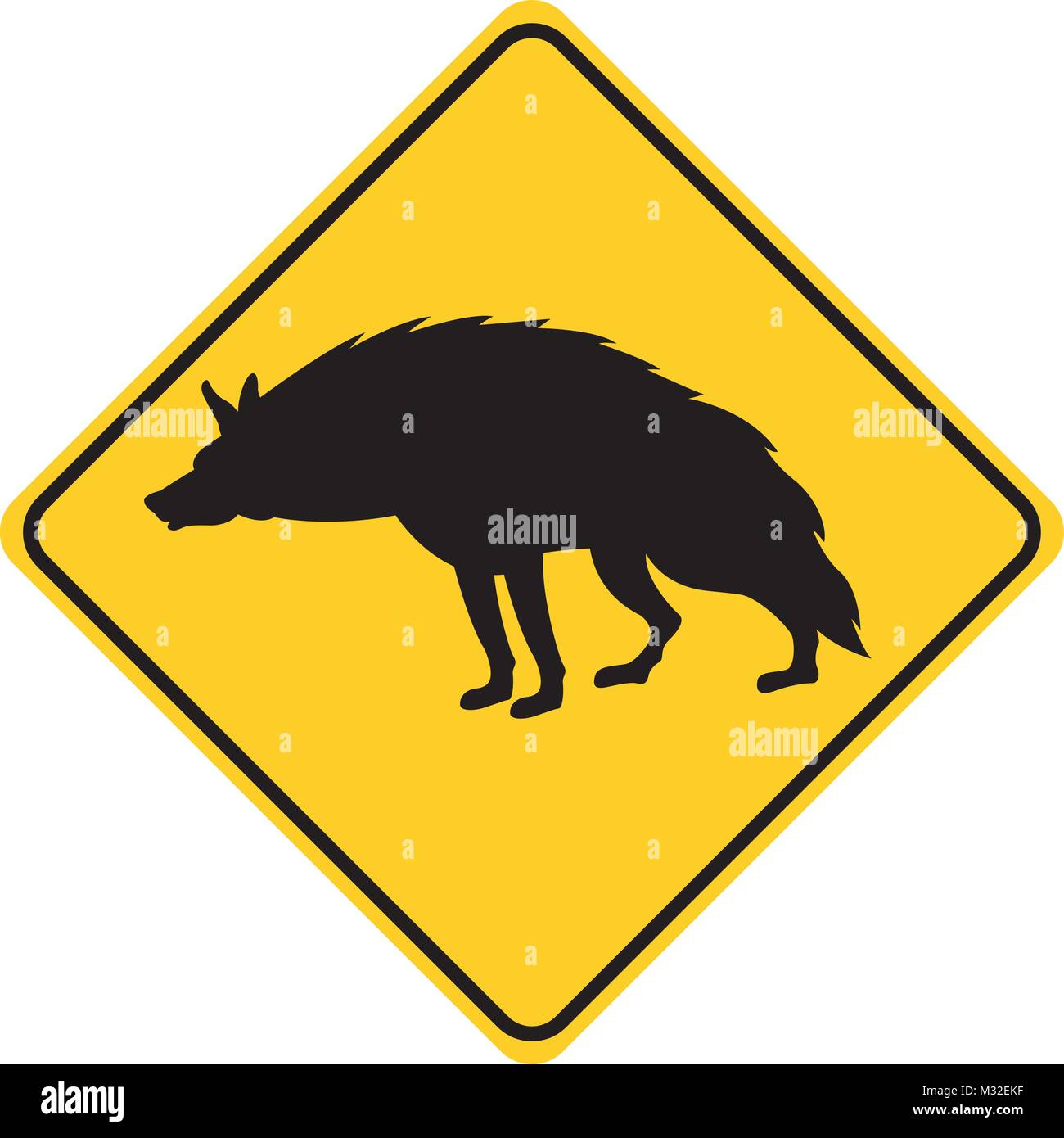 hyena silhouette animal traffic sign yellow vector illustration Stock ...