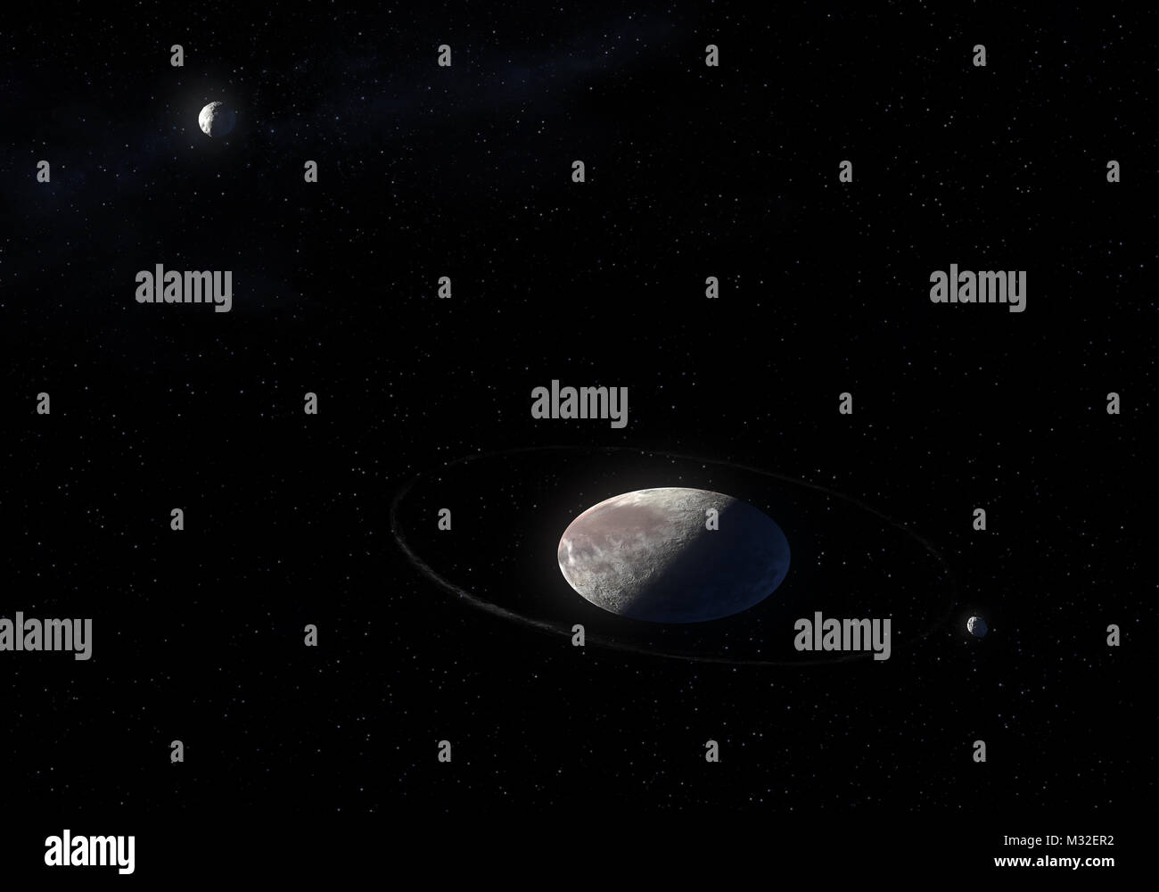 This image is a concept of the Haumea ellipsoidal dwarf planet with ...