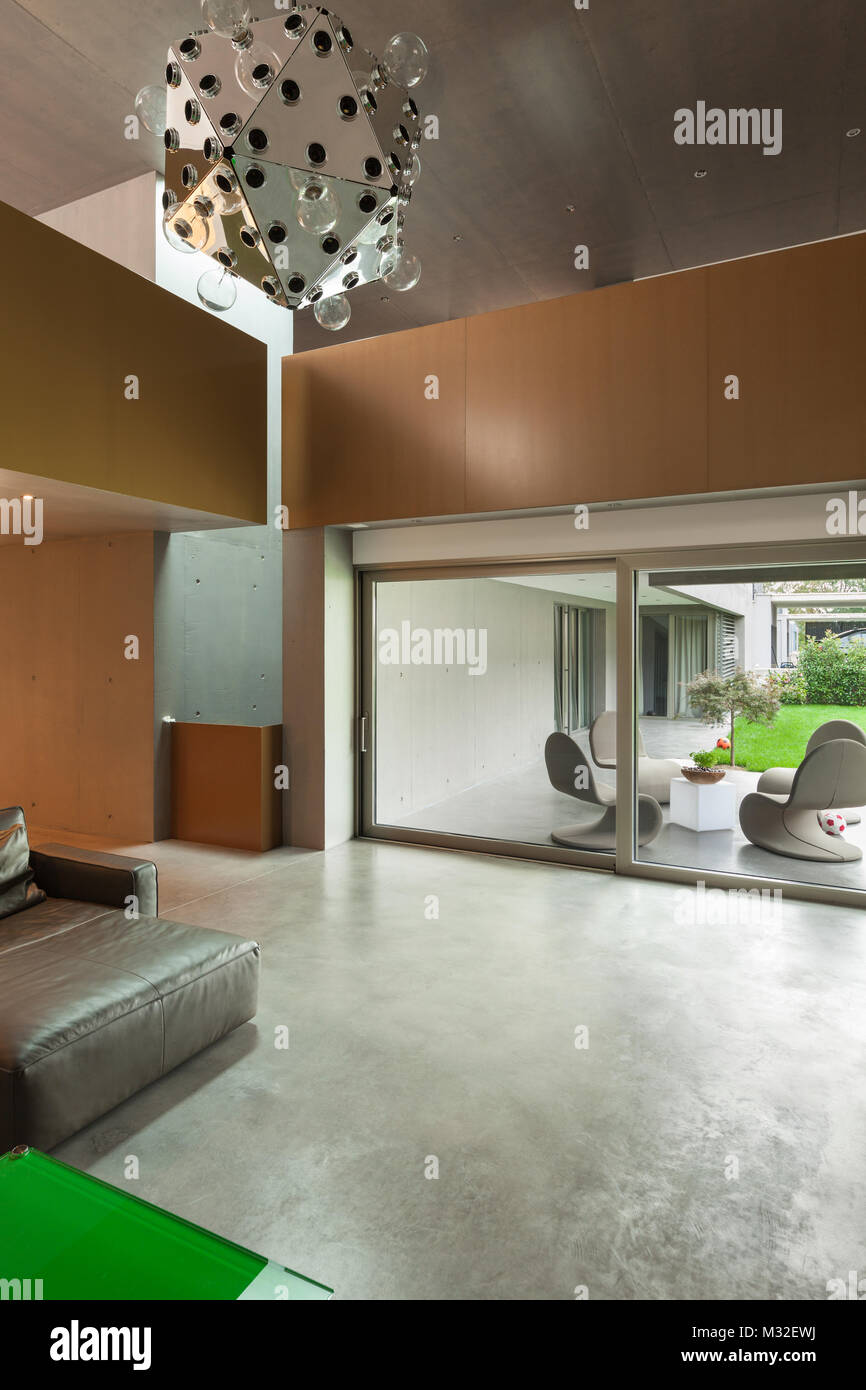 Modern living room, interior house, veranda view Stock Photo - Alamy