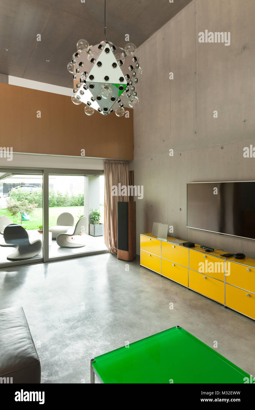 Modern living room, interior house, veranda view Stock Photo - Alamy