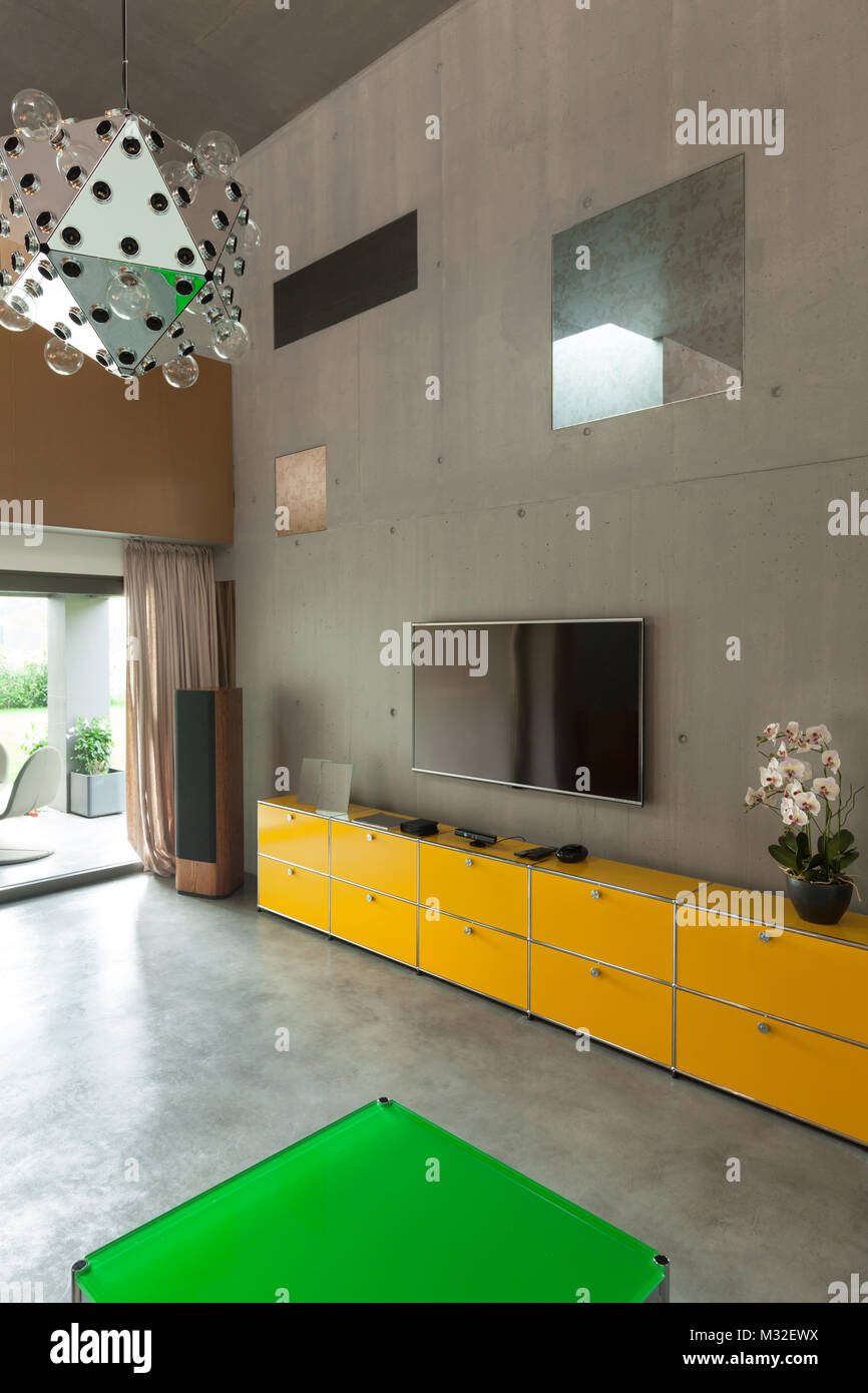 Modern living room, interior house, veranda view Stock Photo - Alamy