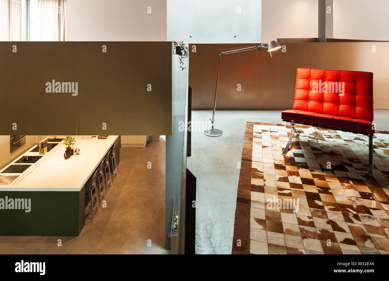 Modern living room, interior, house in cement, detail Stock Photo - Alamy