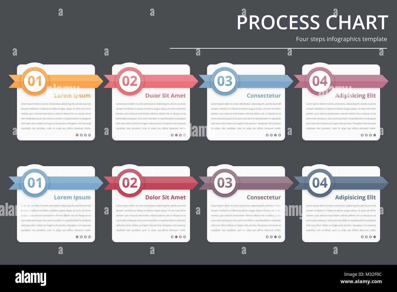 Process chart, flow chart template, infographics design elements with ...