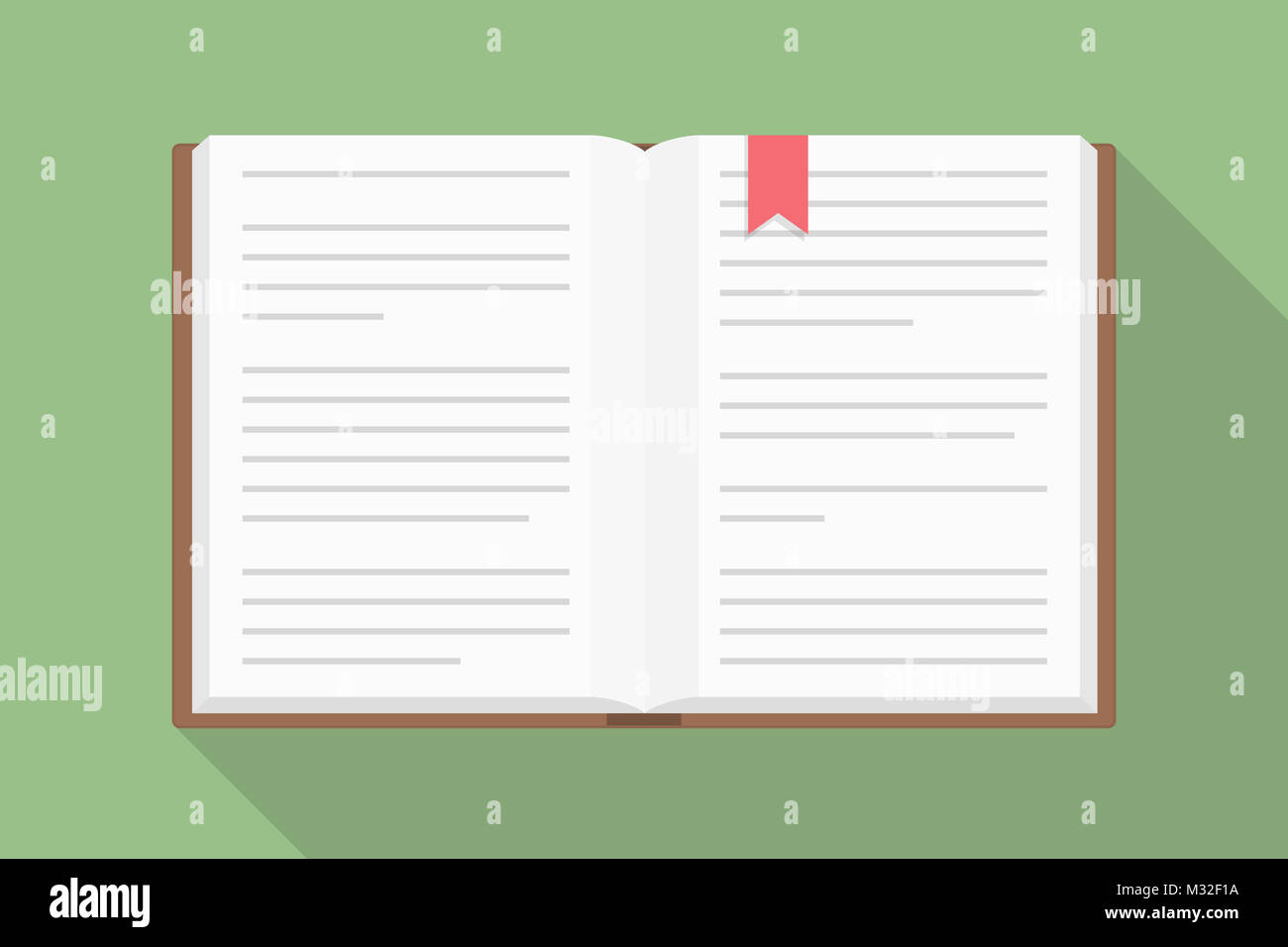 Open book, flat design with long shadow, vector eps10 illustration ...