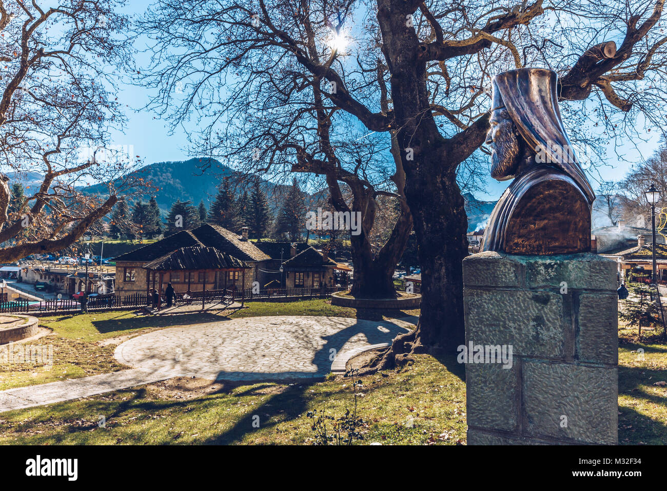 METSOVO, GREECE – 2017 Main roads of Metsovo a town in Epirus near the ...