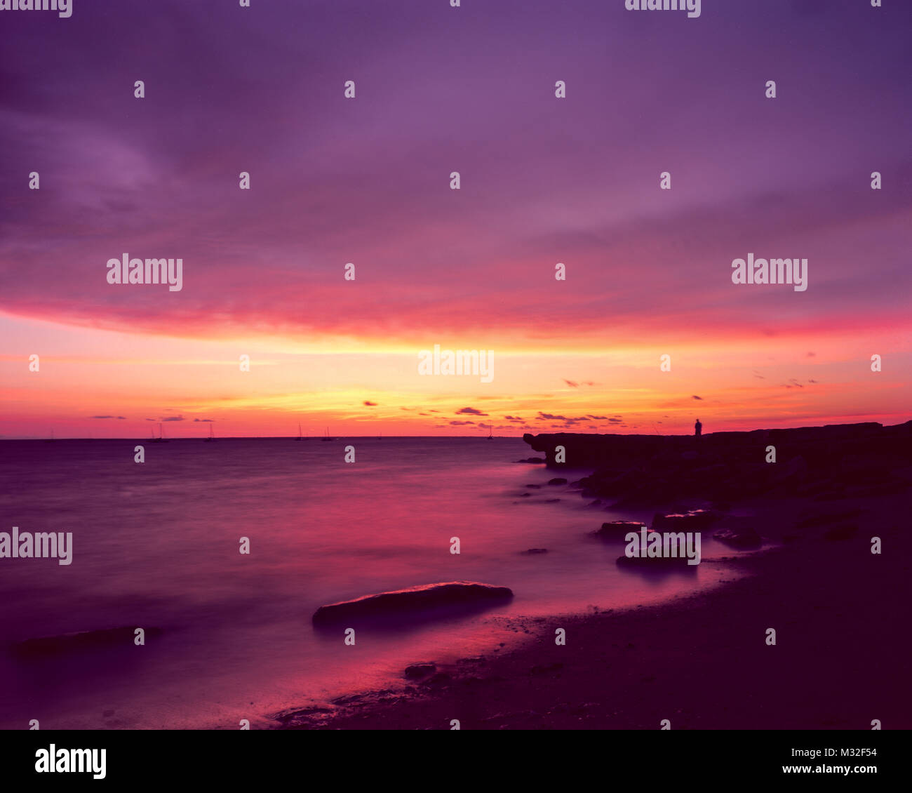Fisherman against the Vestey's Beach Sunset. Darwin Northern Territory ...